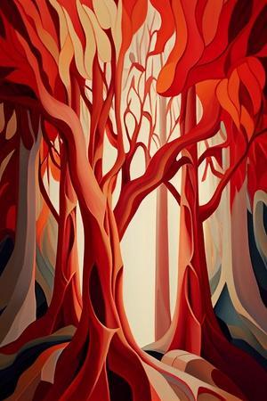 'Red Forest' Art Print - Lea Faucher | Art.com