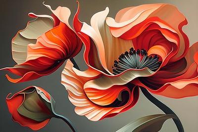 'Two Red Poppy Flowers' Art Print - Lea Faucher | Art.com