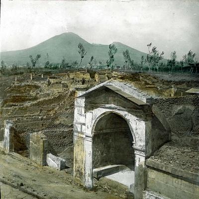 'Pompeii (Italy), Alley of Graves, the Vesuvius in the Background ...