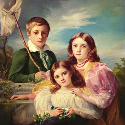 'Leon Suys and His Two Sisters, 19Th Century (Oil on Canvas)' Giclee ...