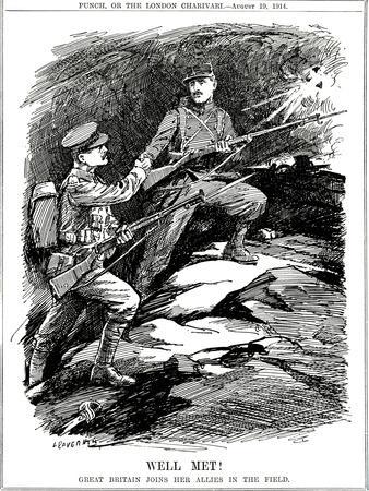 WW1 - Cartoon - Britain Joins Her Allies Art Print - Leonard Craven ...