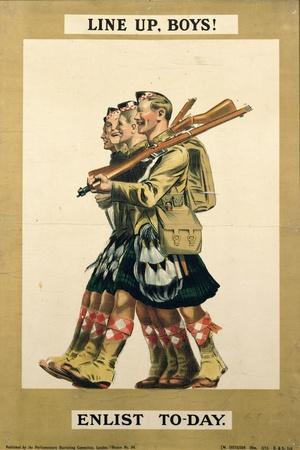 '"Line Up, Boys! Enlist Today", Recruitment Poster, 1915' Giclee Print ...