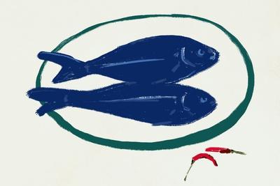 'Blue Fishes Still Life' Giclee Print - Little Dean | Art.com