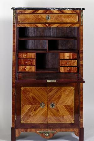 'Louis XVI Style Oak Secretary with Tulipwood and Amaranth with Veneer ...