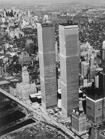 'Lower Manhattan Showing the Twin Towers' Photographic Print | Art.com