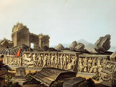 'Turkey, Ephesus, European Visitors Viewing Marble Reliefs, 1805 ...