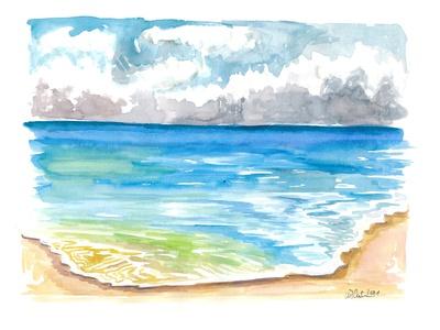 'Blue Pacific Ocean in Santa Cruz California Beach' Art Print - M ...