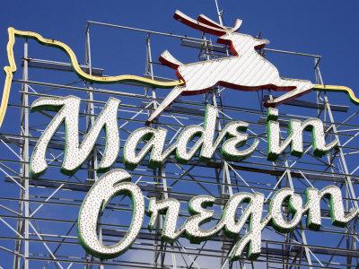 'Made in Oregon Sign in Old Town District of Portland, Oregon, United ...