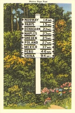 'Maine Sign Post' Art Print | Art.com