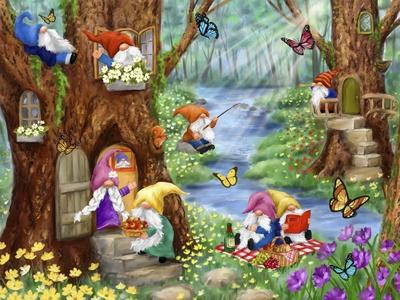 'Gnome's life in Forest' Giclee Print - MAKIKO | Art.com