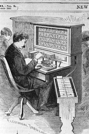 'Man Punches Cards into Tabulating Machin' Giclee Print | Art.com