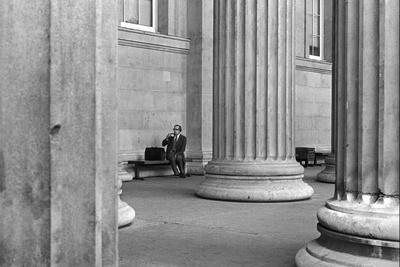 'Man Sipping Tea, British Museum, 1986 (B/W Photo)' Giclee Print | Art.com