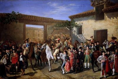 Horses Courtyard in the Old Bullfighting Square of Madrid, 1853 (Oil on ...
