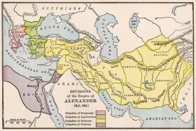 Map Depicting the Divisions of the Empire of Alexander the Great ...