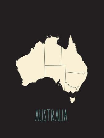 'Map of Australia in Black' Art Print | Art.com