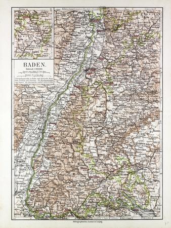 'Map of Baden Germany 1899' Giclee Print | Art.com
