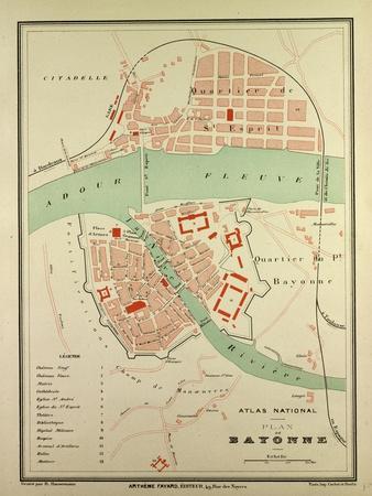 'Map of Bayonne France' Giclee Print | Art.com