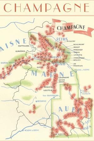Map of Champagne Wine Country Art Print | Art.com
