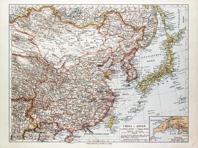 'Map of China Mongolia and Japan 1899' Giclee Print | Art.com