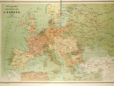 Map of European Railway Lines Giclee Print | Art.com