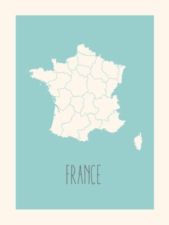 'Map of France in Blue' Art Print | Art.com
