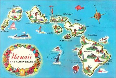 Map of Hawaii Art Print | Art.com