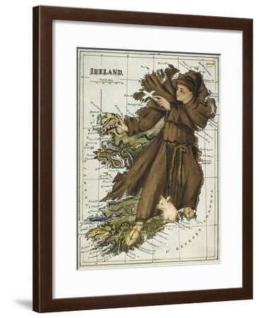 Map Of Ireland Representing St Patrick Driving Out the Snakes Giclee ...
