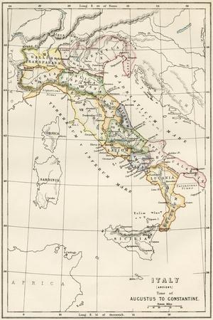 'Map of Italy, from the Time of Augustus (Octavian or Octavian, 63 Bc ...