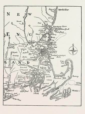 'Map of New England at the Beginning of the Eighteenth Century from ...