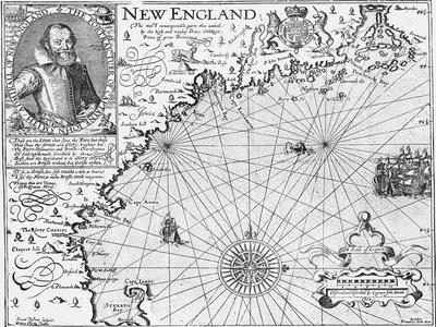 Map of New England with Portrait of John Smith Giclee Print | Art.com