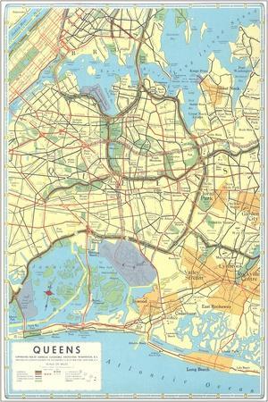 'Map of Queens, New York' Art Print | Art.com
