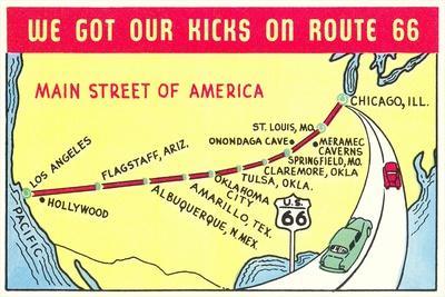 'Map of Route 66' Art Print | Art.com