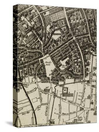Map of Smithfields, Ludgate, Aldersgate 1666 Stretched Canvas Print ...