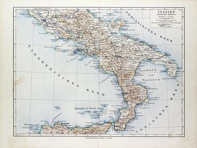'Map of South Italy 1899' Giclee Print | Art.com