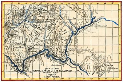 'Map of the Grand Canyon (Usa) of the Geographic Expedition by John ...