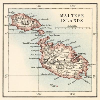 'Map of the Maltese Islands, 1870s' Giclee Print | Art.com