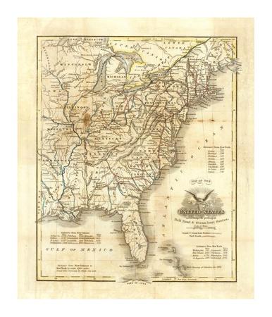 'Map of The United States, c.1845' Art Print - John Warner Barber | Art.com