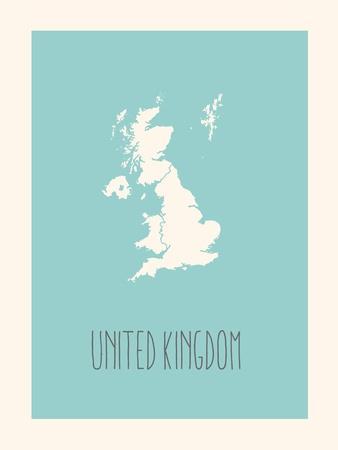 'Map of United Kingdom in Blue' Art Print | Art.com