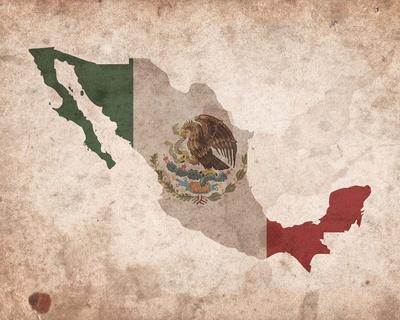 'Map with Flag Overlay Mexico' Art Print - Color Me Happy | Art.com
