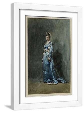A Young Woman in a Blue Dress, 1866 (W/C & White Gouache on Paper ...