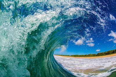 'Water shot of a tubing wave off a Hawaiian beach' Photographic Print ...