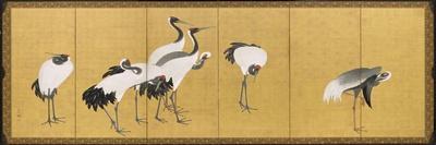 'Cranes, An'ei Period, 1772 (Ink, Colour & Gold Leaf on Panel)' Giclee ...