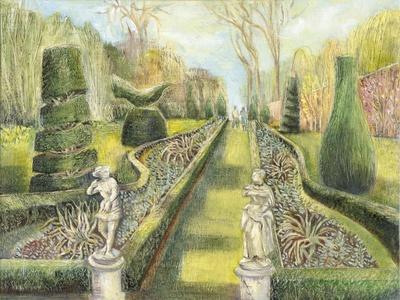 'The Long Garden, Cliveden, Statues' Giclee Print - Mary Kuper | Art.com