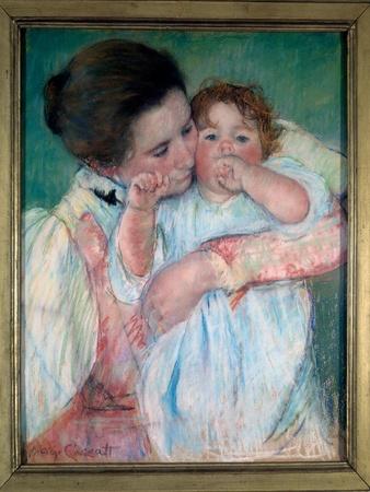 'Mother and Child on Green Background or Maternity Painting by Mary ...