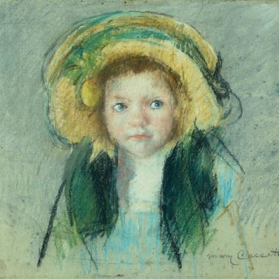 'Portrait of a young girl in a hat pastel by Mary Stevenson Cassatt ...