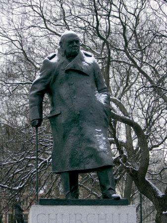 'Snow is Seen on a Statue of the Late British Prime Minister Sir ...