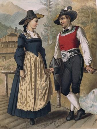 'Men and Women Tyrolean Traditional Costumes' Giclee Print | Art.com