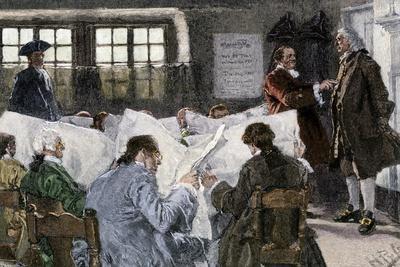 'Men Reading the Newspaper in the Reading Room of a Library in the 18Th ...