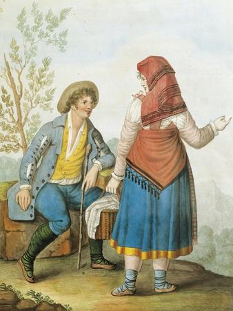 Men's and Women's Fashion Plate Depicting Typical of Collelongo in ...