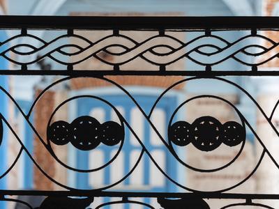 Cuba, Havana, Havana Vieja, UNESCO, wrought iron railing in courtyard ...